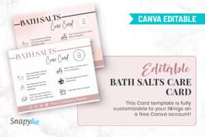 Editable Bath Salts Care Card Template | SnapyBiz