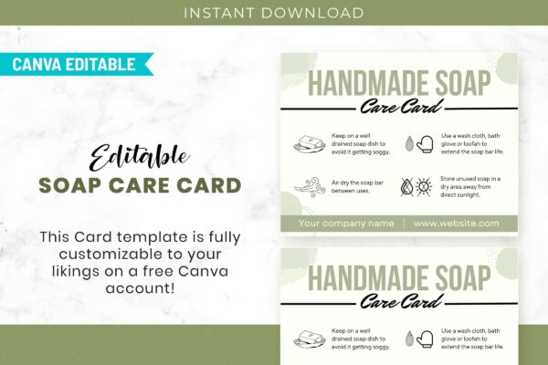Editable Soap Care Cards Template | SnapyBiz