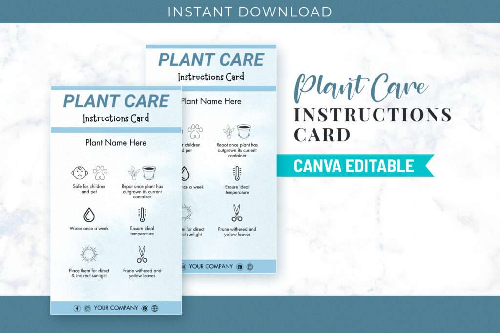 Printable Plant Care Instructions Card | SnapyBiz