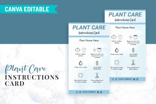 Printable Plant Care Instructions Card | SnapyBiz