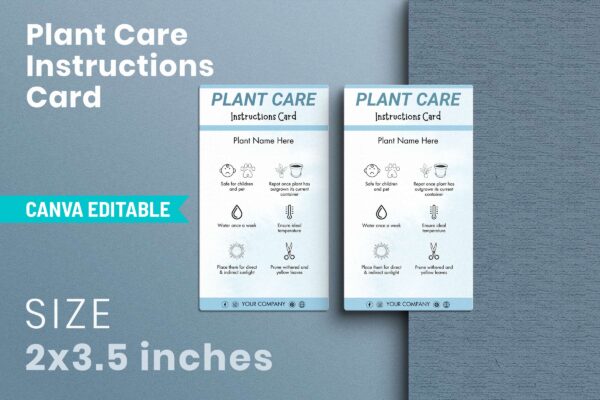 Printable Plant Care Instructions Card | SnapyBiz