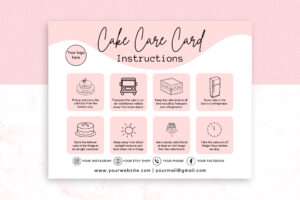Printable Cake Care Instruction Editable Template | SnapyBiz
