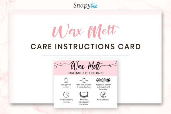 Wax Melt Care Instructions Card | SnapyBiz