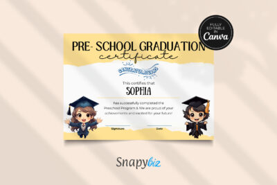 Editable Graduation Certificate Canva Template | SnapyBiz