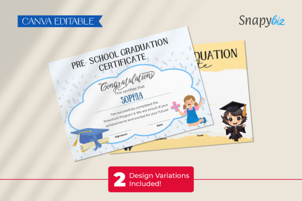Editable Graduation Certificate Canva Template | SnapyBiz
