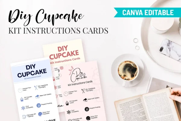 Canva Editable DIY Cupcake Kit Instructions Cards | SnapyBiz