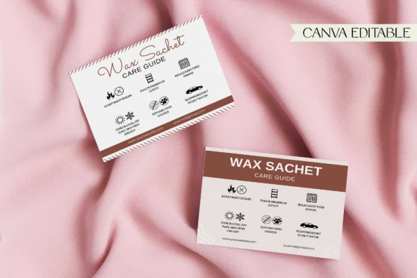 Wax Sachet Care Card Canva Editable Template | SnapyBiz
