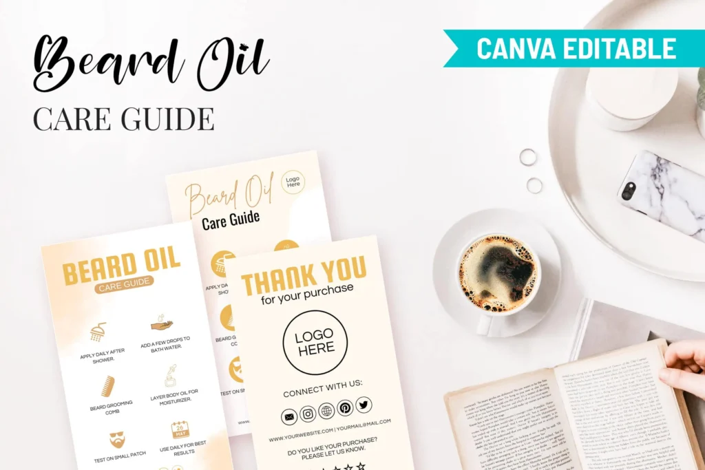 Editable Beard Oil Care Card Business Template | SnapyBiz