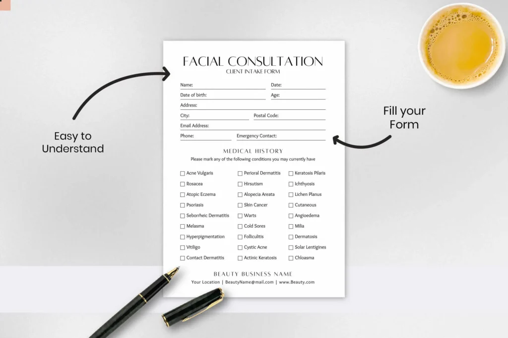 Free Facial Consultation Form PDF | SnapyBiz