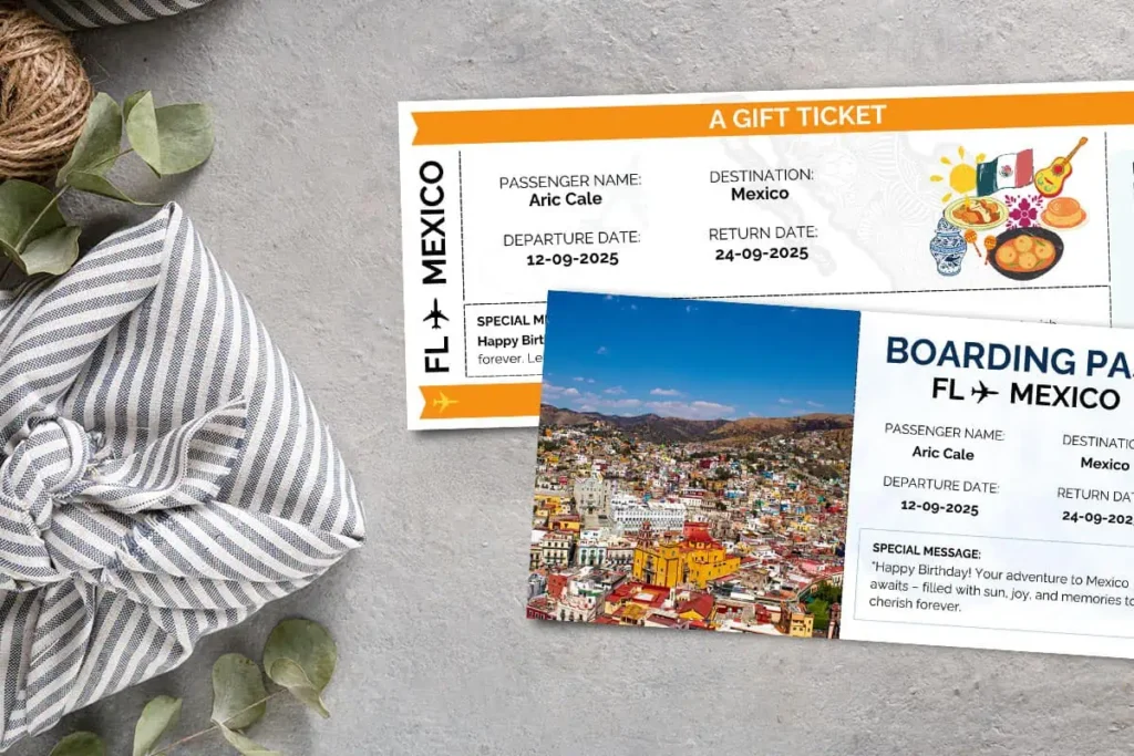 Free Mexico Surprise Trip Ticket Templates | SnapyBiz