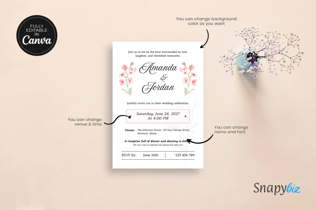 Editable Rust Retro Wedding Invitation Template | SnapyBiz