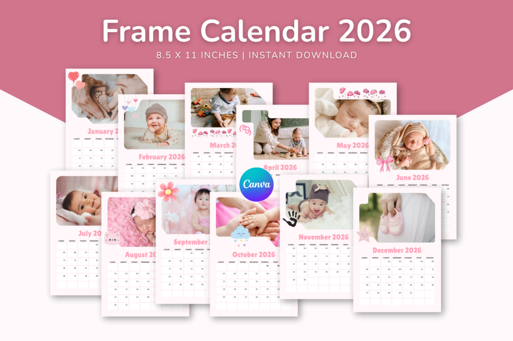 2026 Frame Calendar Canva Editable Template | SnapyBiz