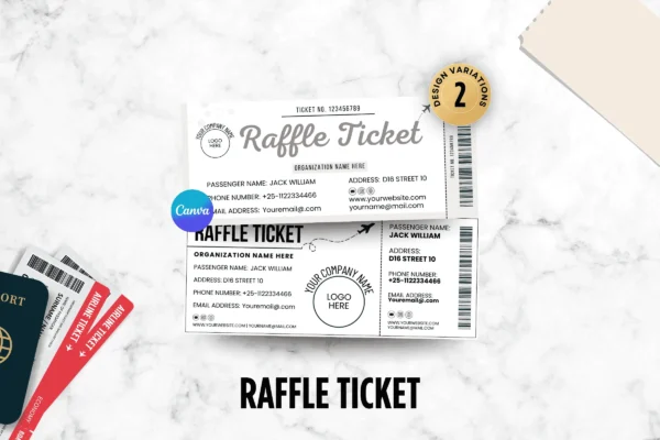 Canva Raffle Ticket Editable Template | SnapyBiz